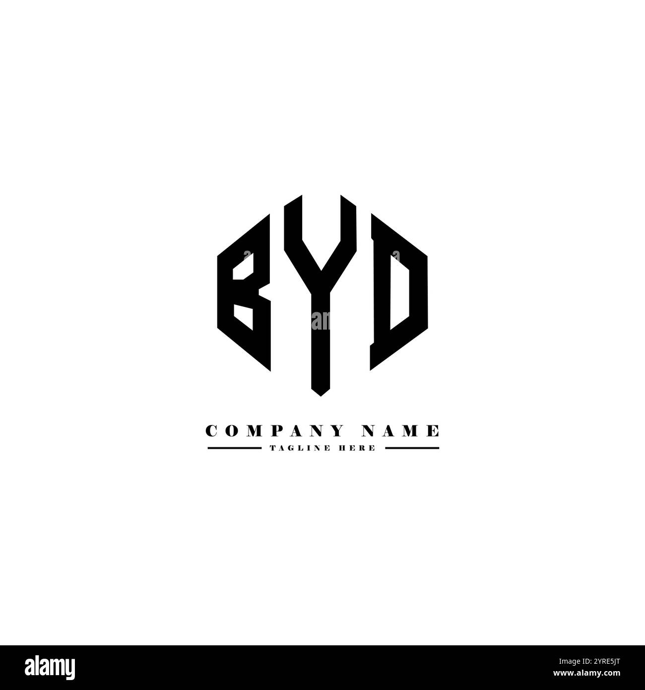 BYD-Letter-Logo mit Polygonform. BYD-Polygon- und würfelförmiges Logo ...
