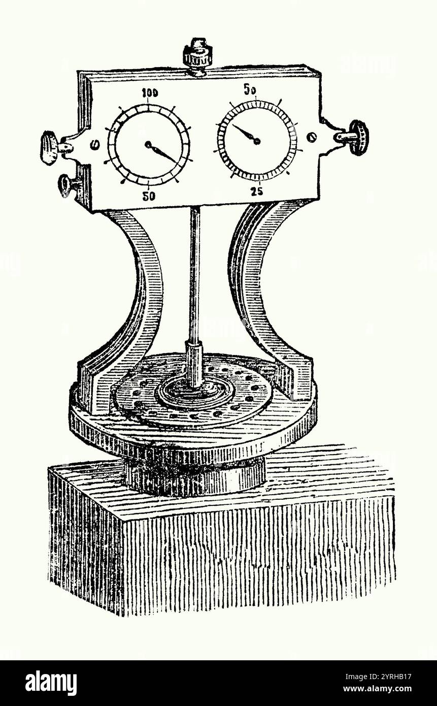 Ein alter Gravur der akustischen Sirene de la Tour von 1819. Es stammt ...