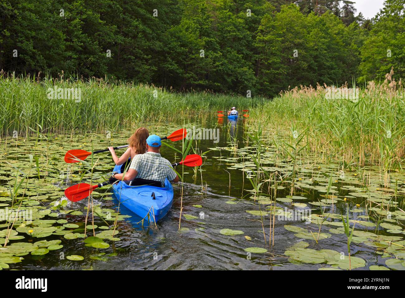 Kanutour auf einem Flussarm, der die Seen Baluosykstis und Srovinaitis ...
