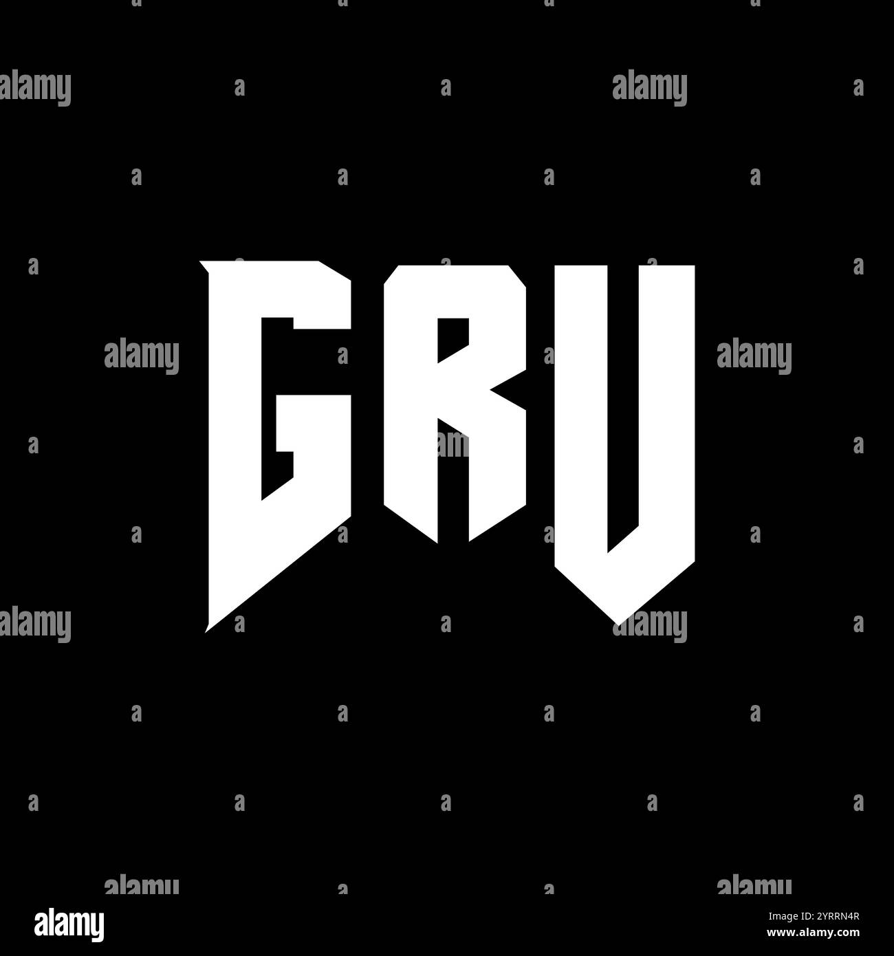 GRU-Letter-Logo für Technologieunternehmen. Schwarz-weiß ...