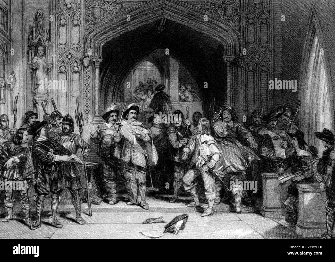 Pride's Purge am 6. Dezember 1648 wurden Soldaten unter dem Kommando von Colonel Thomas Pride ...