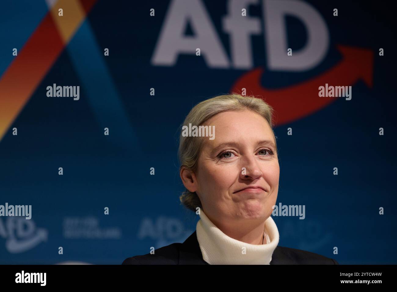 Berlin, Deutschland. Dezember 2024. Alice Weidel (AfD), Bundessprecherin bei der Präsentation ...