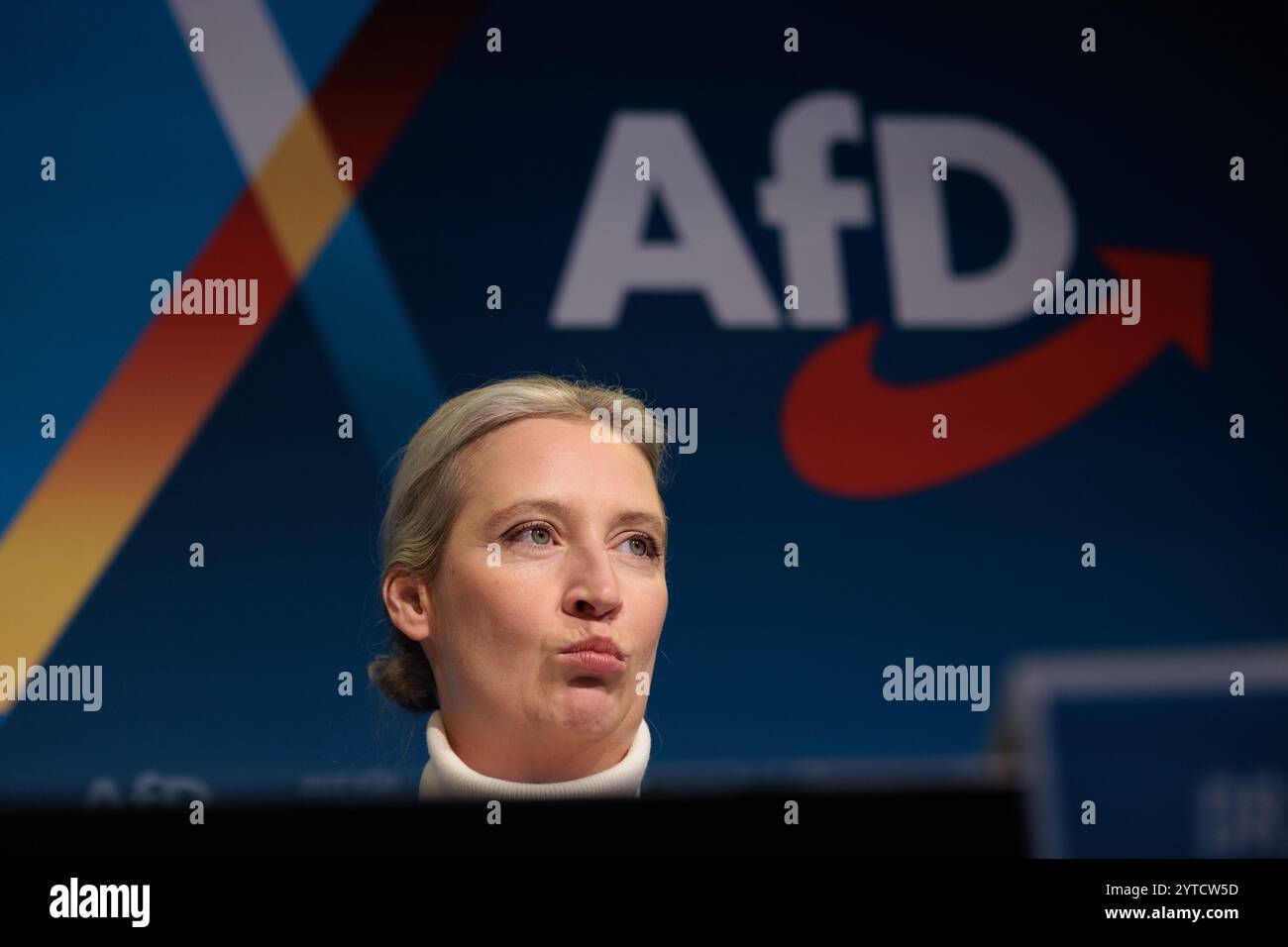 Berlin, Deutschland. Dezember 2024. Alice Weidel (AfD), Bundessprecherin bei der Präsentation ...