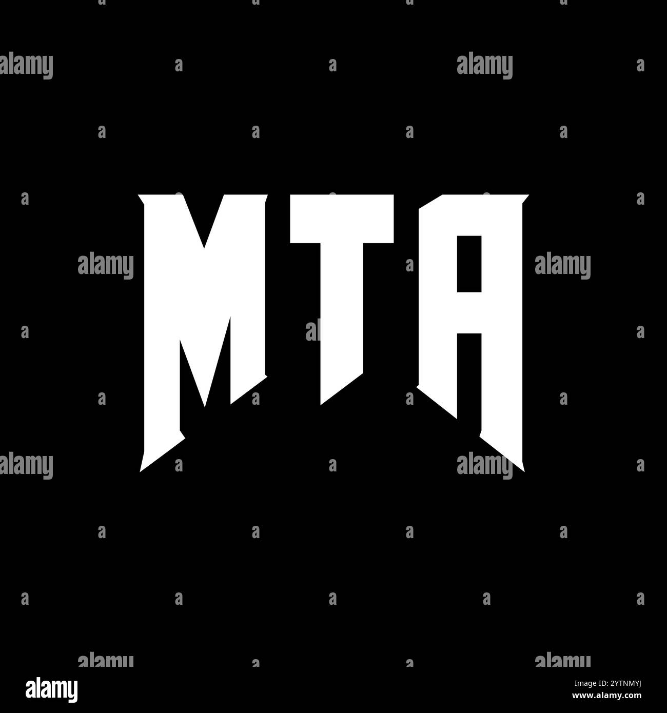 MTA-Letter-Logo für Technologieunternehmen. Schwarz-weiße ...