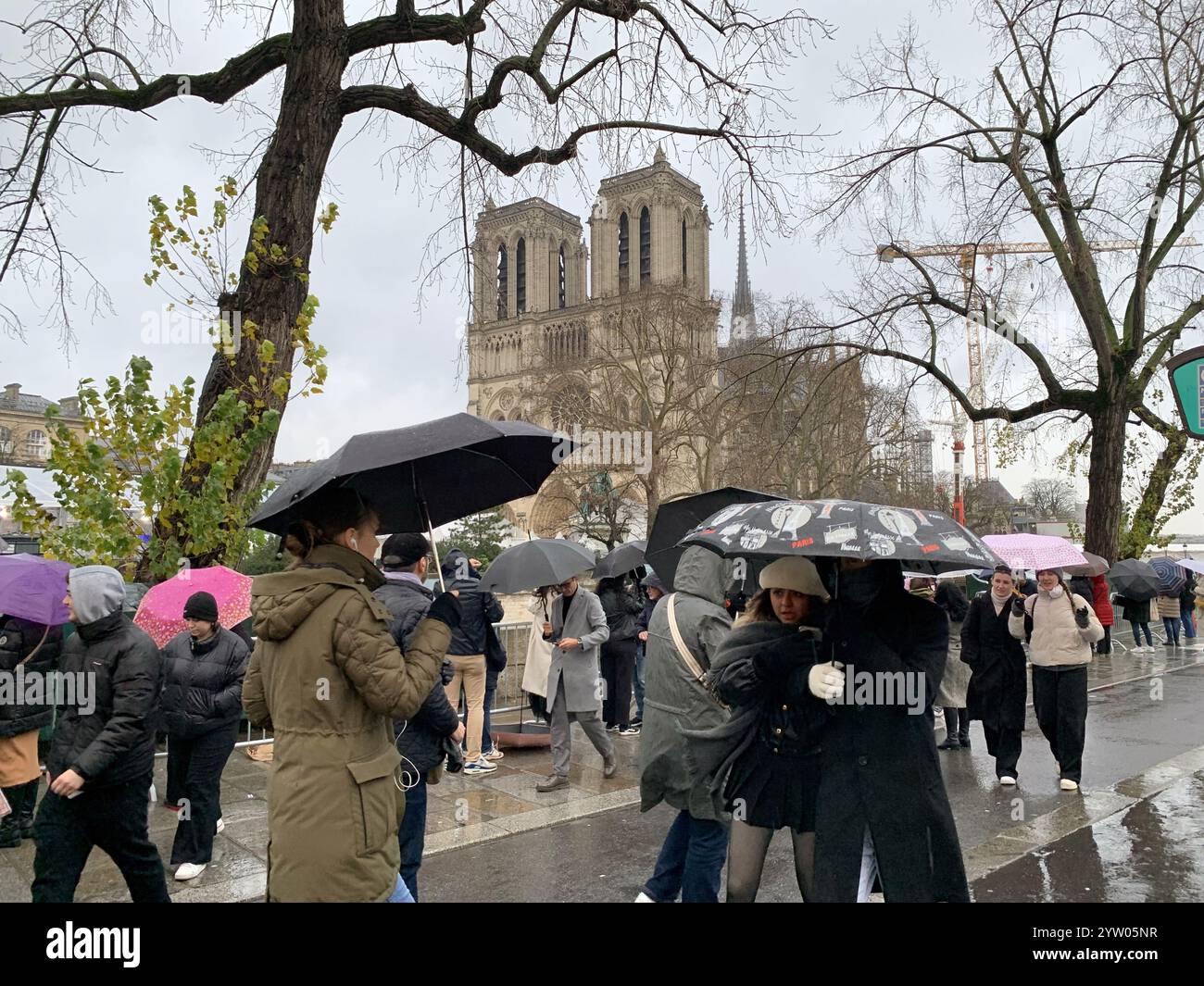 Paris, Frankreich. Dezember 2024. Besucher sehen Notre-Dame am Tag der ...