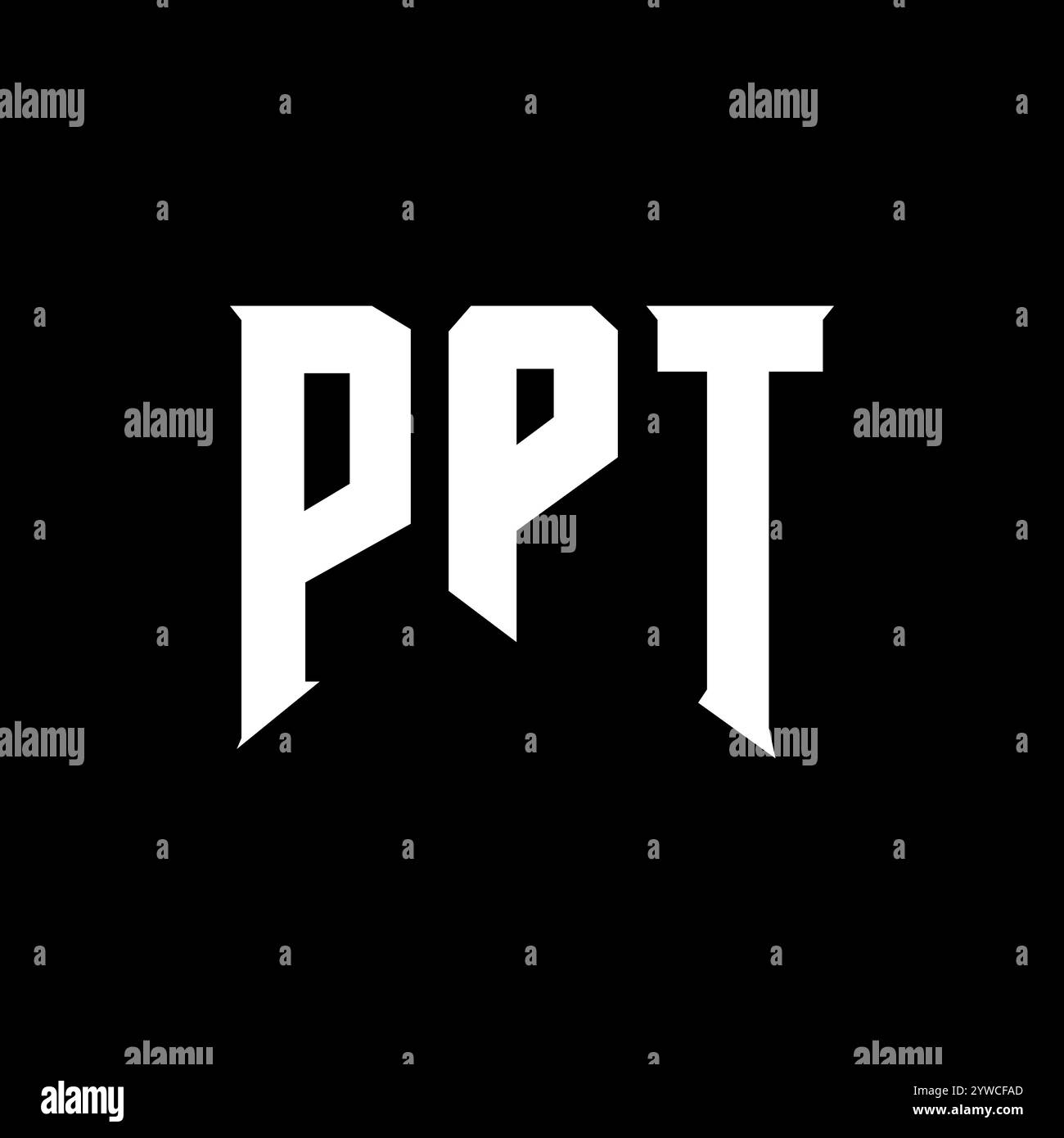 PPT-Letter-Logo für Technologieunternehmen. Schwarz-weiße ...