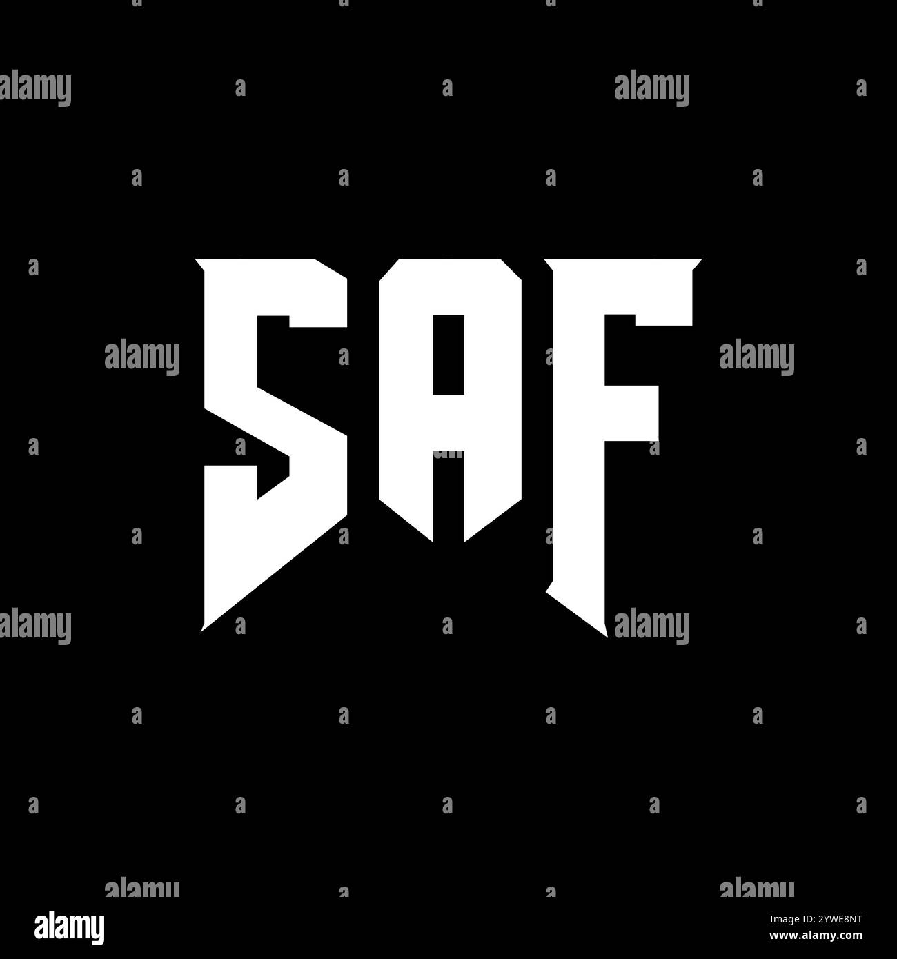 SAF-Letter-Logo für Technologieunternehmen. Schwarz-weiße ...