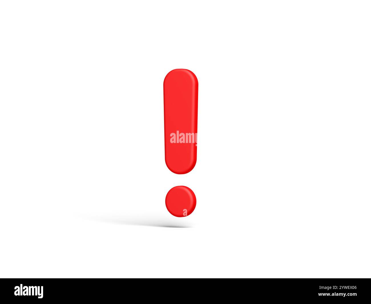 Rotes Ausrufezeichen isoliert auf weißem Hintergrund. 3D-Abbildung ...