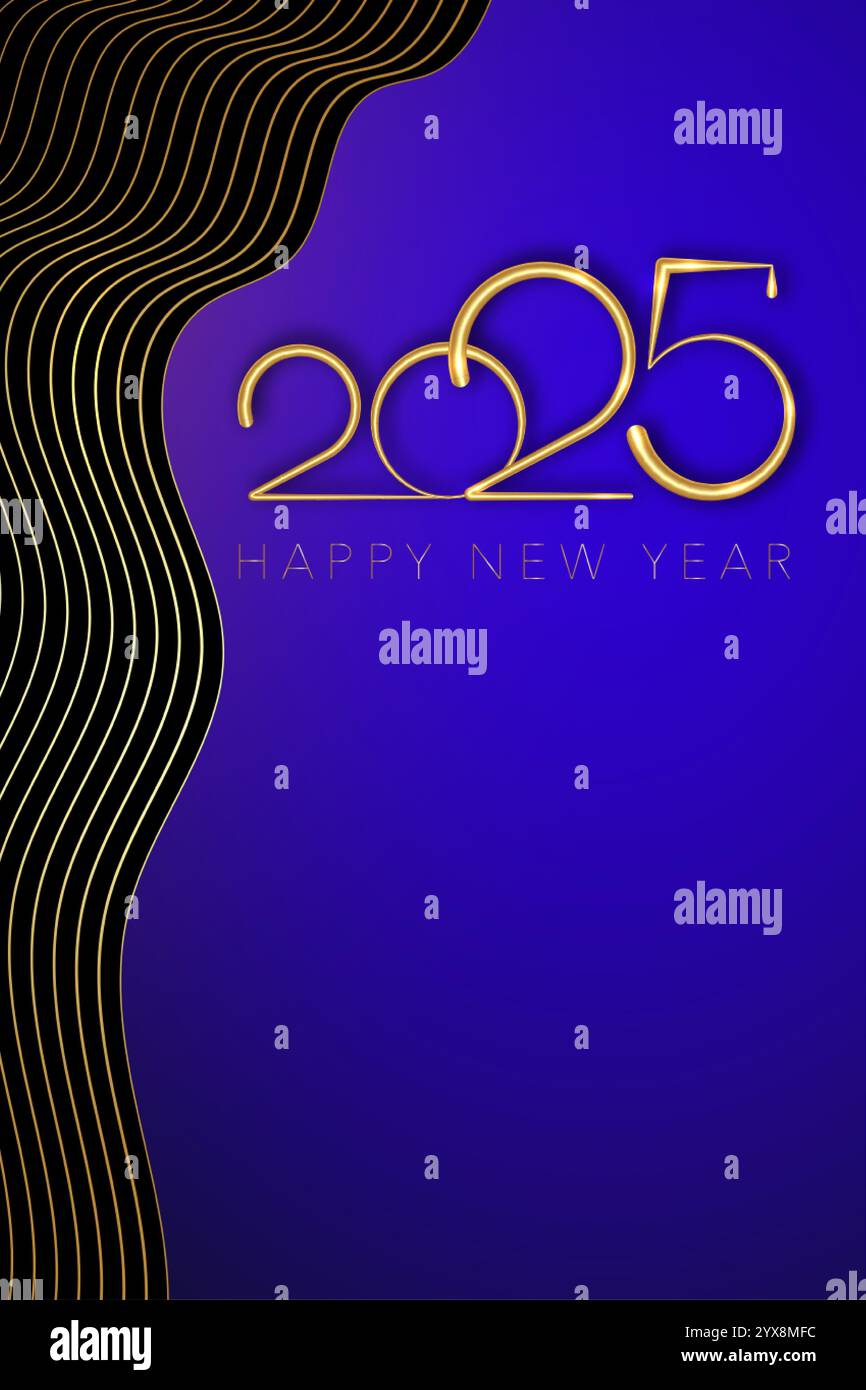 Goldenes Silvester-Logo 2025. Weihnachtsgrußkarte. Vektorabbildung ...