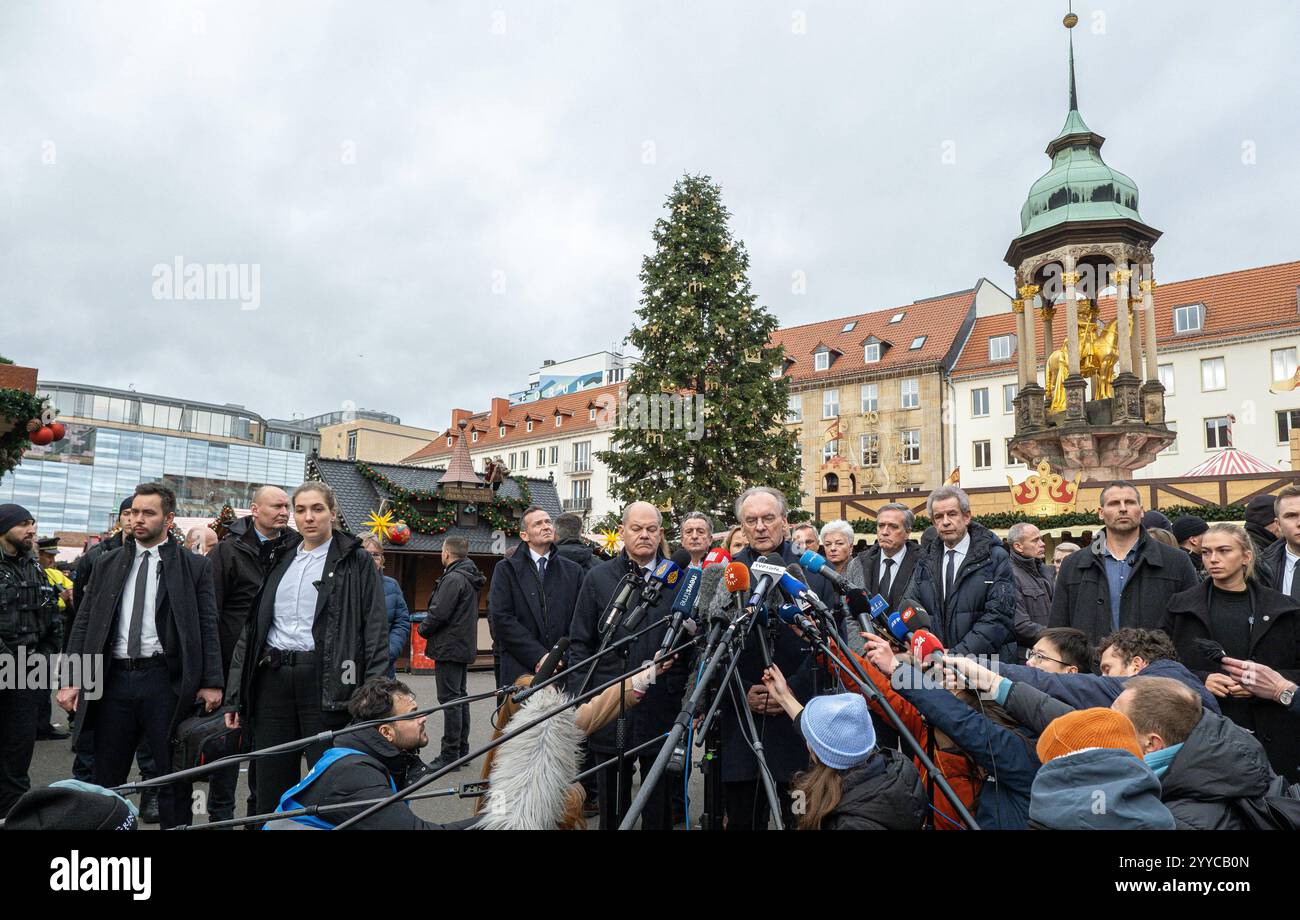 Nach dem gestrigen Anschlag auf den Magdeburger Weihnachtsmarkt besuchten am Samstag 21.12.2024 ...