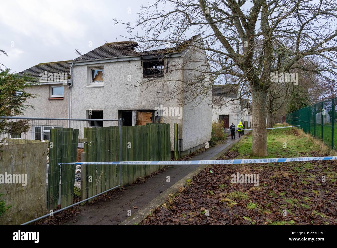 21. Dezember 2024. Evan Barron Road, Hilton, Inverness. Am Abend des ...