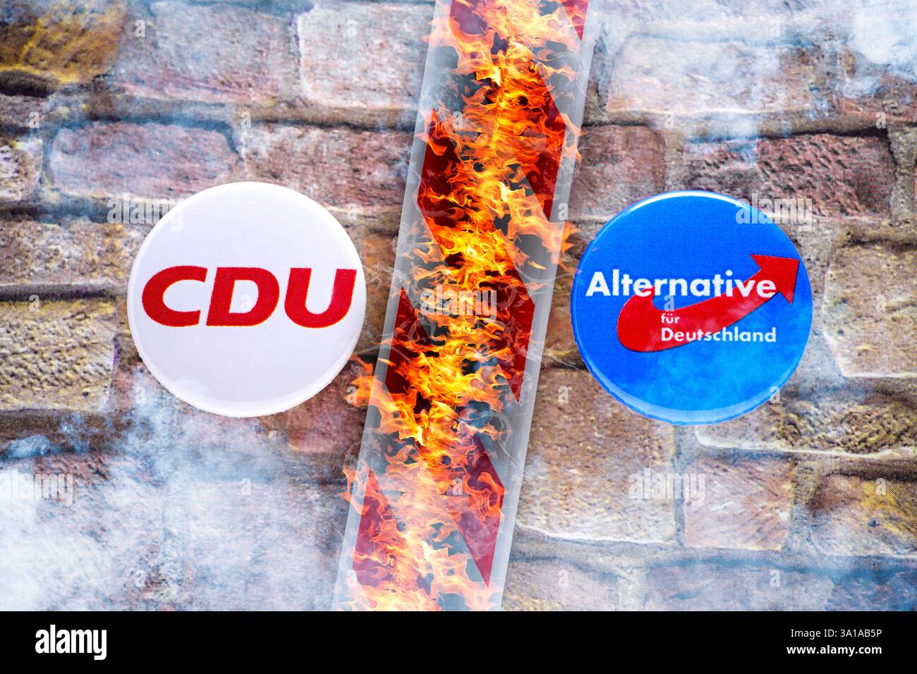 Partei der cdu afd vor mauer mit warnung -Fotos und -Bildmaterial in ...