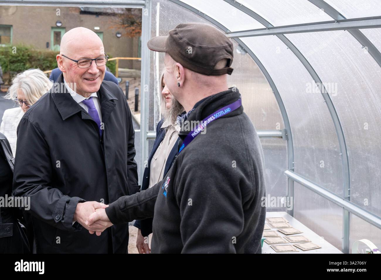 Der erste schottische Minister John Swinney kommt zu einem Besuch und ...