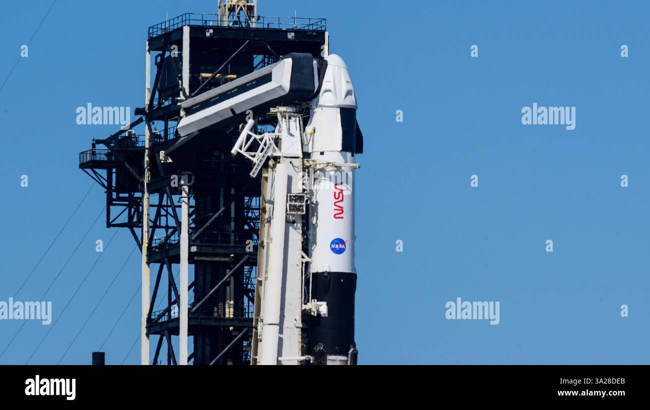 Merritt Island, Florida, USA. März 2025. Eine SpaceX Falcon 9-Rakete ...