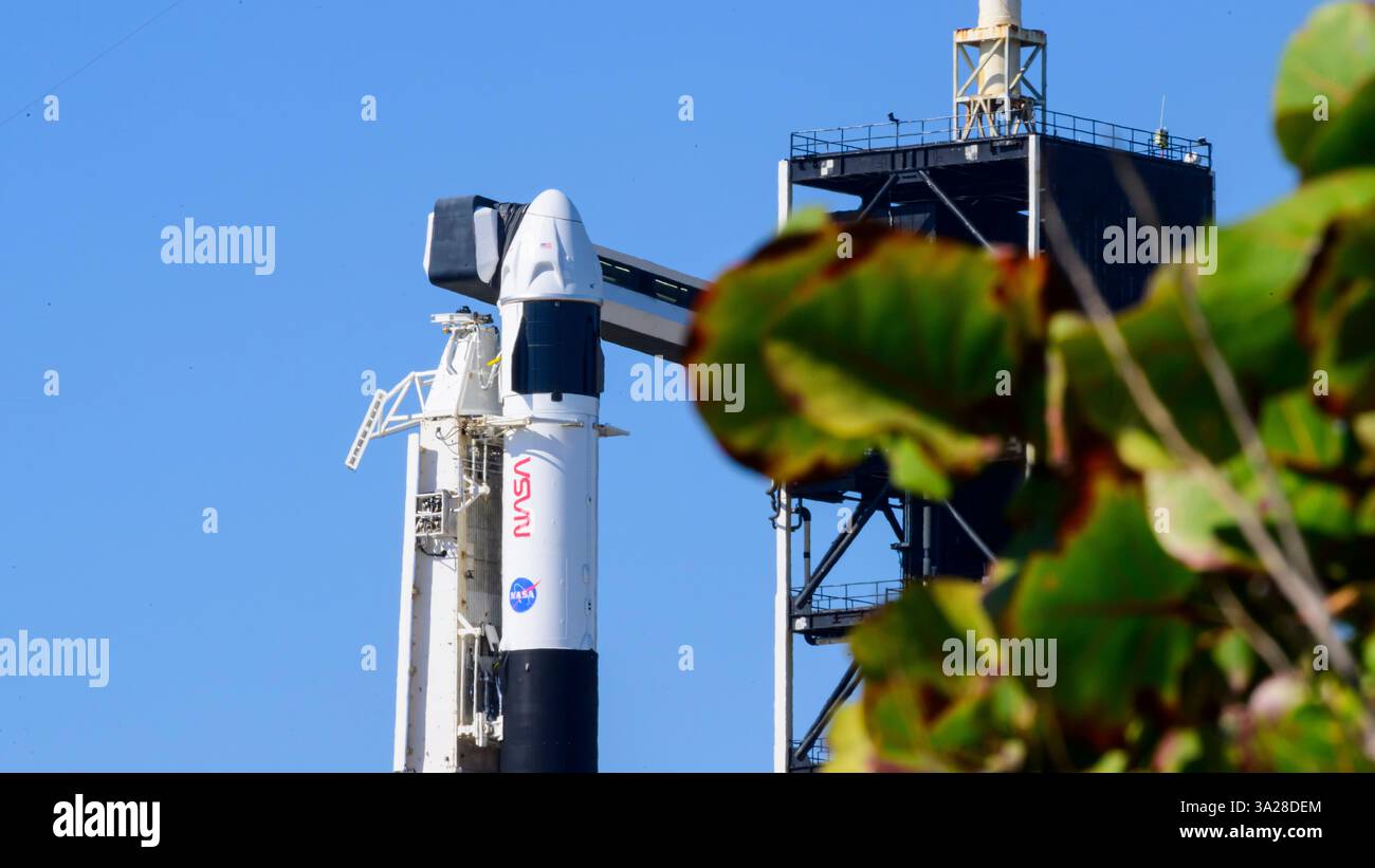 Merritt Island, Florida, USA. März 2025. Eine SpaceX Falcon 9-Rakete ...