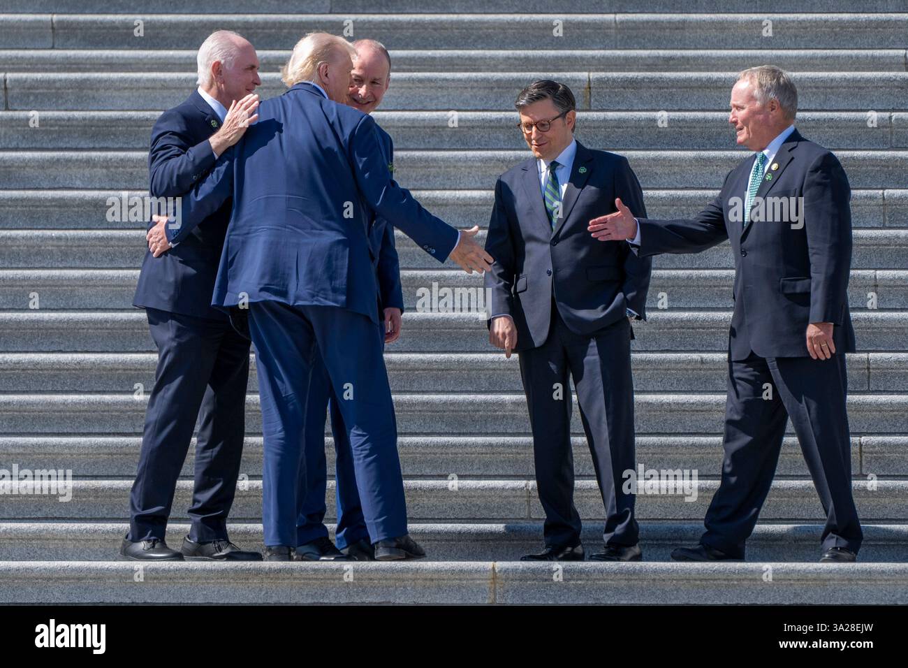 President Donald Trump, second from left, is greeted by Ireland's Prime ...