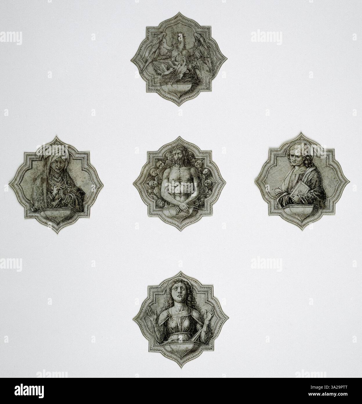 Andrea Mantegnas Serie von fünf Vierblattzeichnungen zeigt Christus als ...