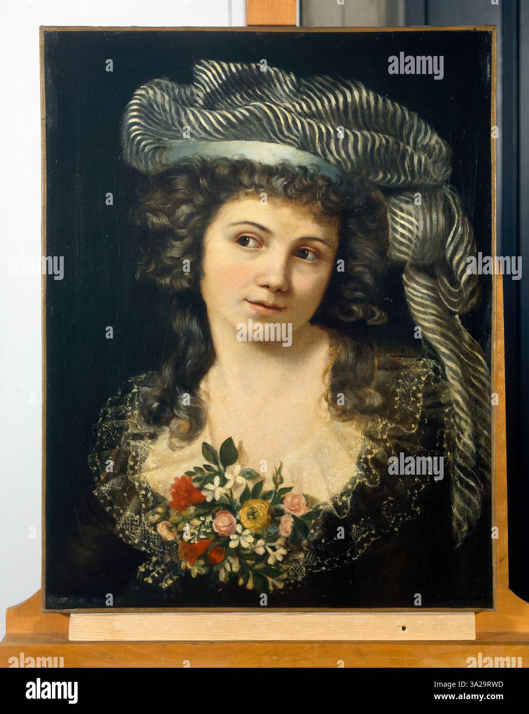 *Portrait de femme* (Porträt einer Frau), das Gustave Courbet zugeschrieben wird, zeigt eine ...
