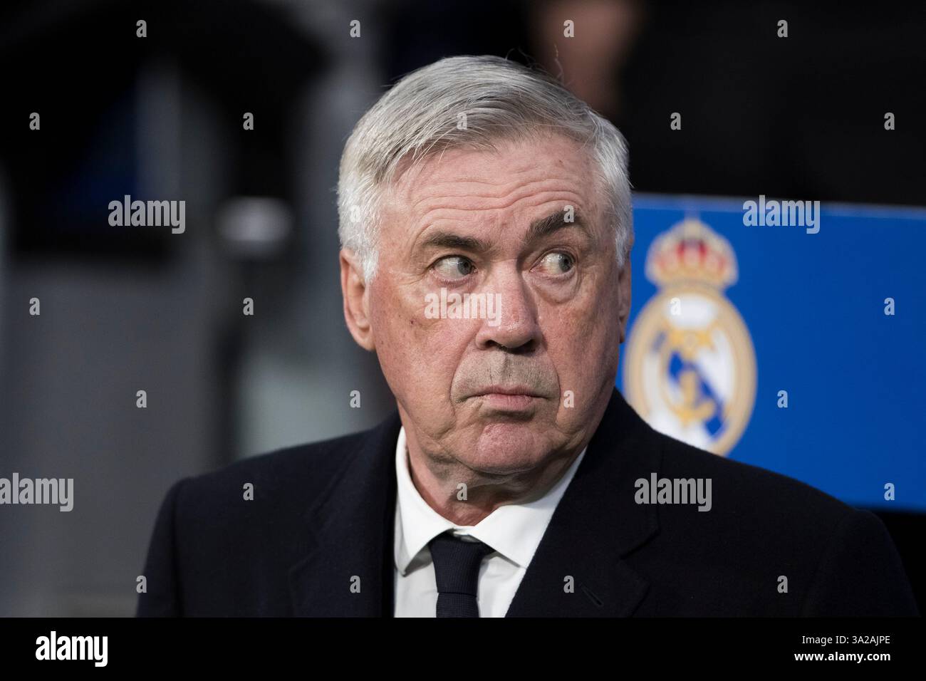 MADRID, SPANIEN - 12. März: Trainer von Real Madrid Carlo Ancelotti im Achtelfinale der UEFA ...