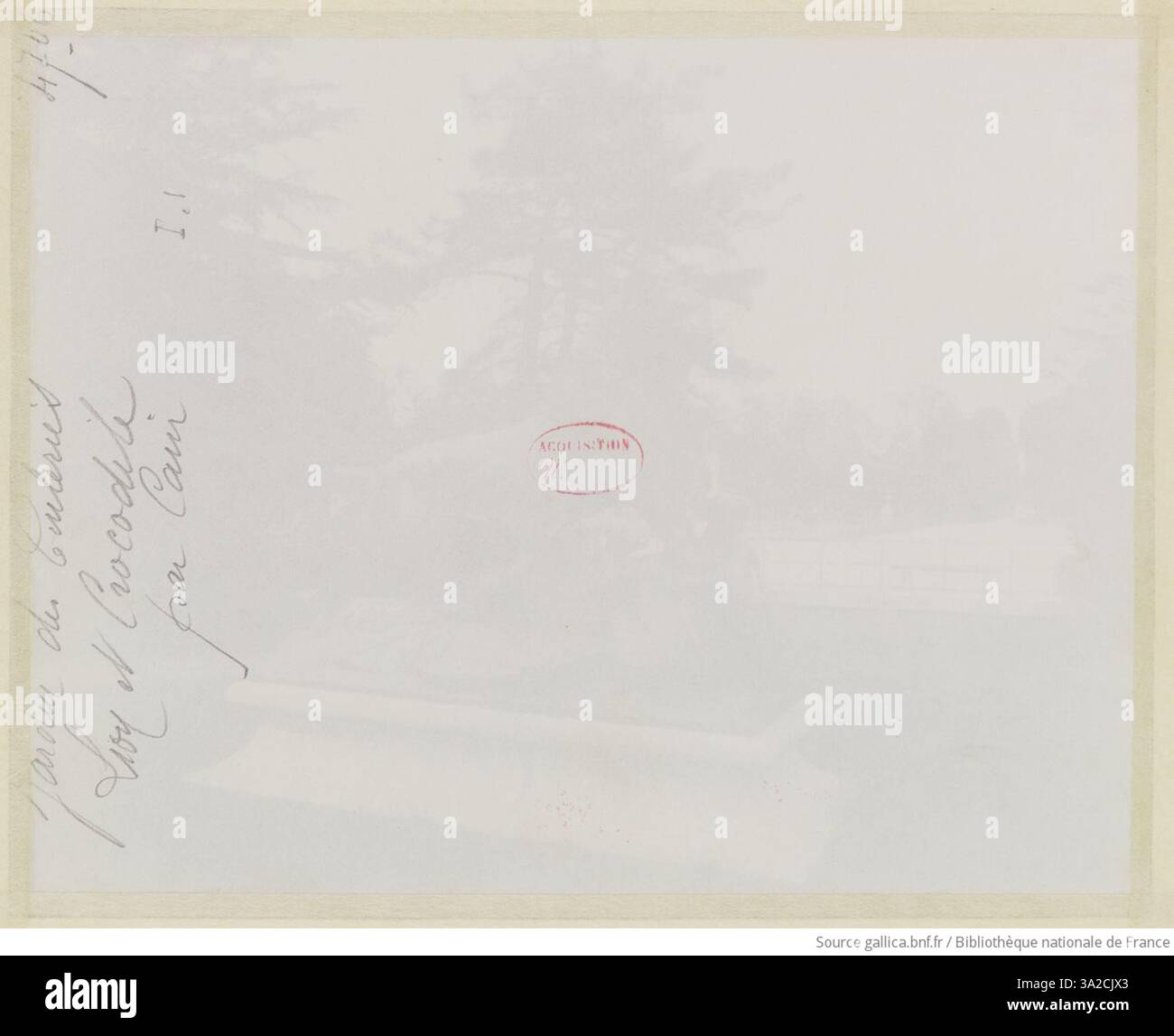 Eugène Atgets Foto zeigt die Statue „Lion et Crocodile“ von Cain im ...