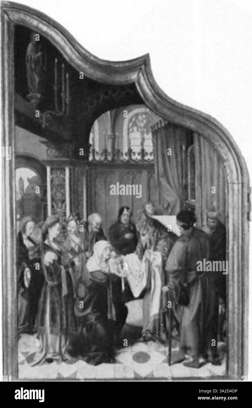 Dieses Gemälde, das Joos van Cleve, Jan Provost und Joachim Patenier zugeschrieben wird, zeigt ...