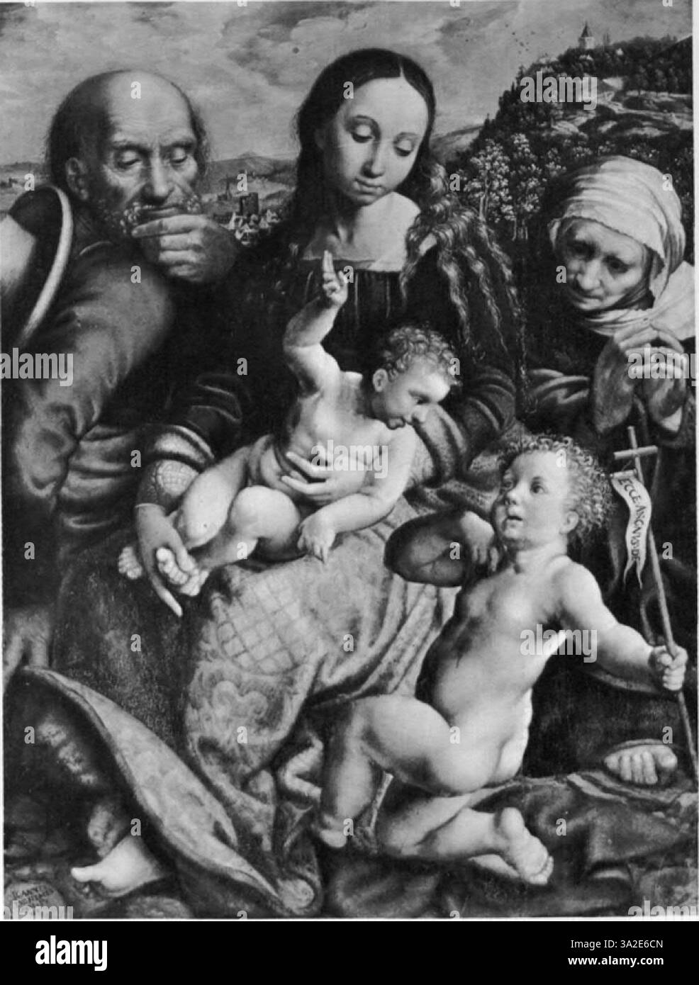 Dieses Gemälde zeigt detaillierte religiöse Figuren von Jan van Scorel ...