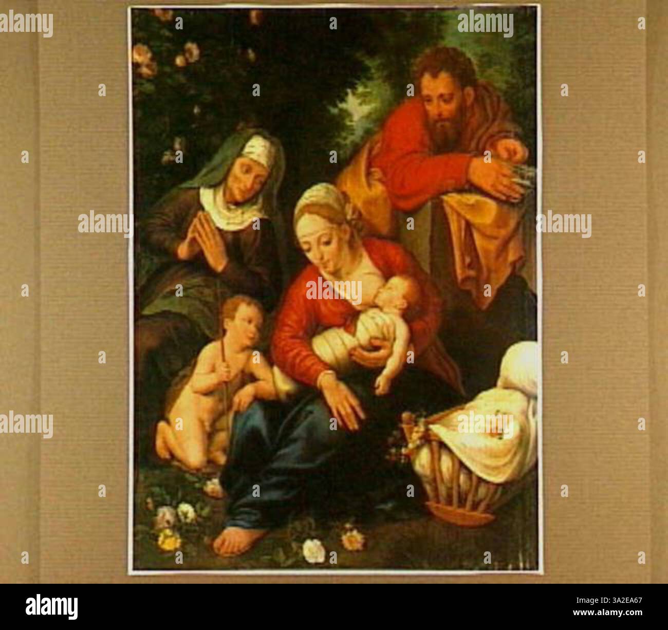 Dieses Werk aus den 1620er Jahren, nach Cornelis van Cleve und Jan Breughel, stellt die Heilige ...