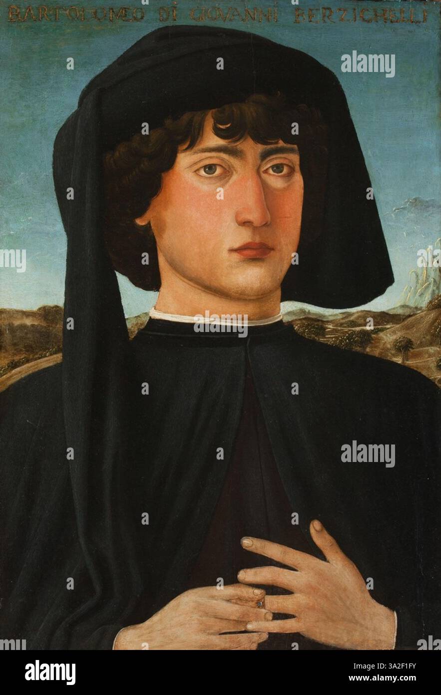 Dieses Porträt, das Cosimo Rosselli zugeschrieben wird, zeigt Bartolomeo di Giovanni Berzighelli ...