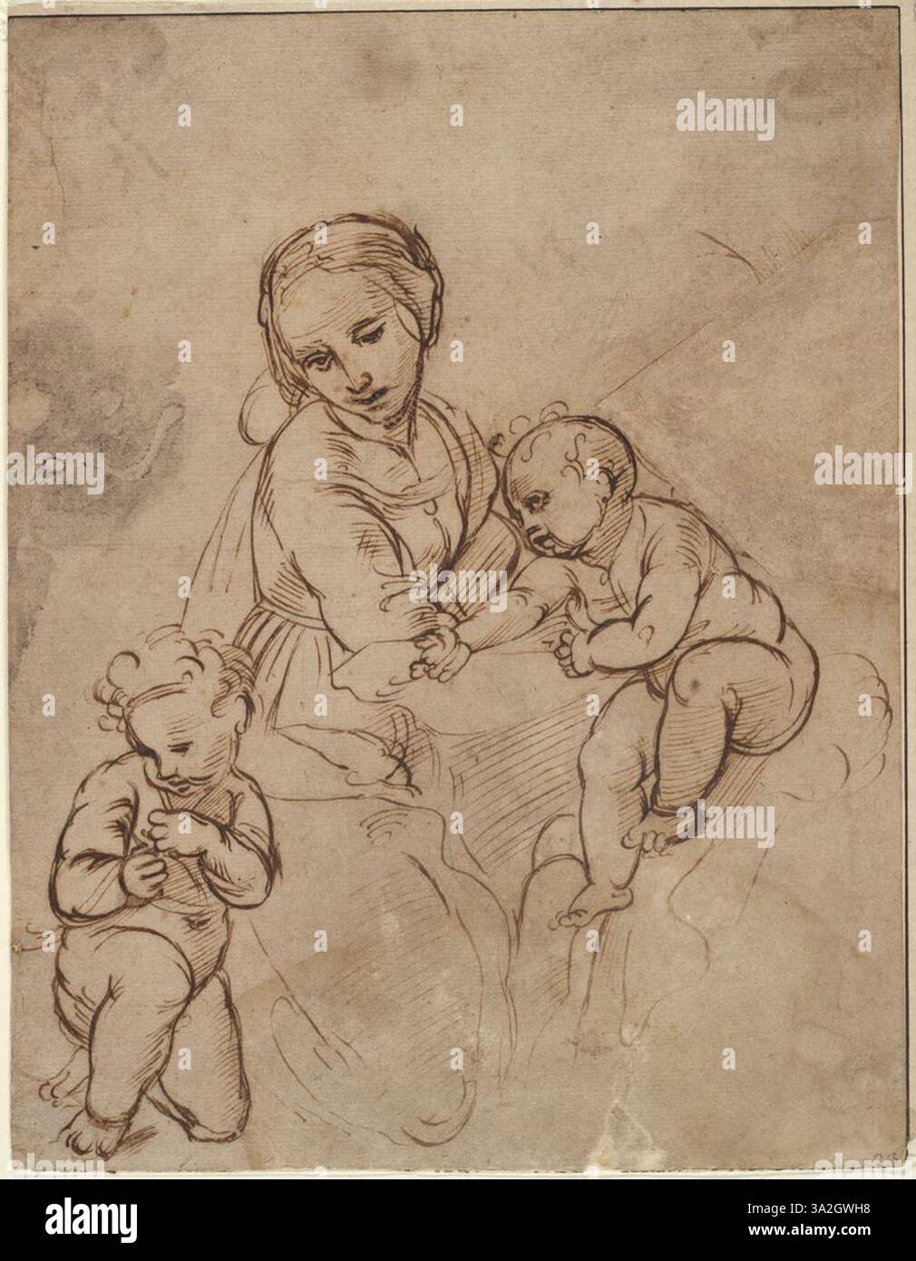 Diese Kopie von Raphaels „Madonna und Kind mit dem heiligen Johannes“ stellt die Jungfrau Maria ...