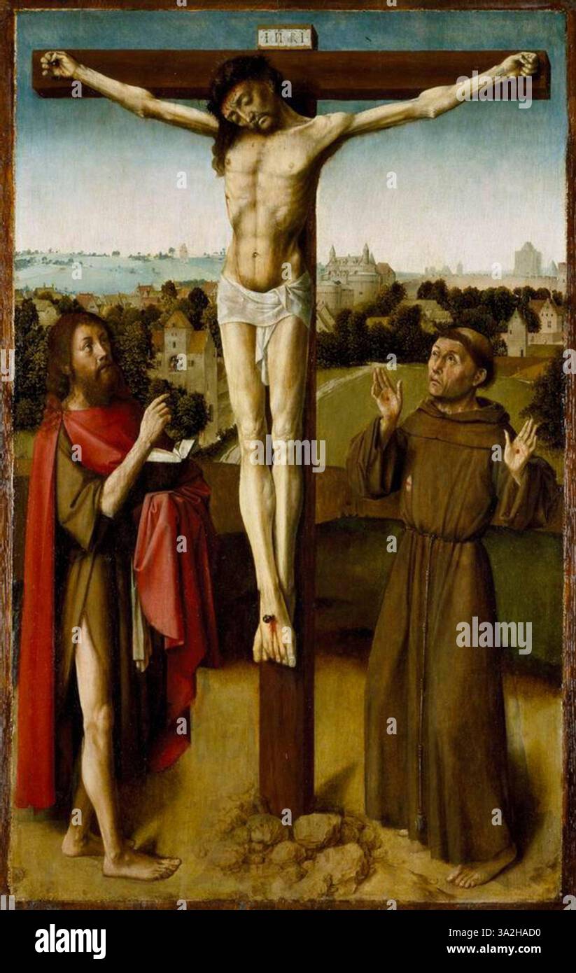 Dieses Gemälde, das Gerard David zugeschrieben wird, stellt Christus an der Kreuzung zwischen ...