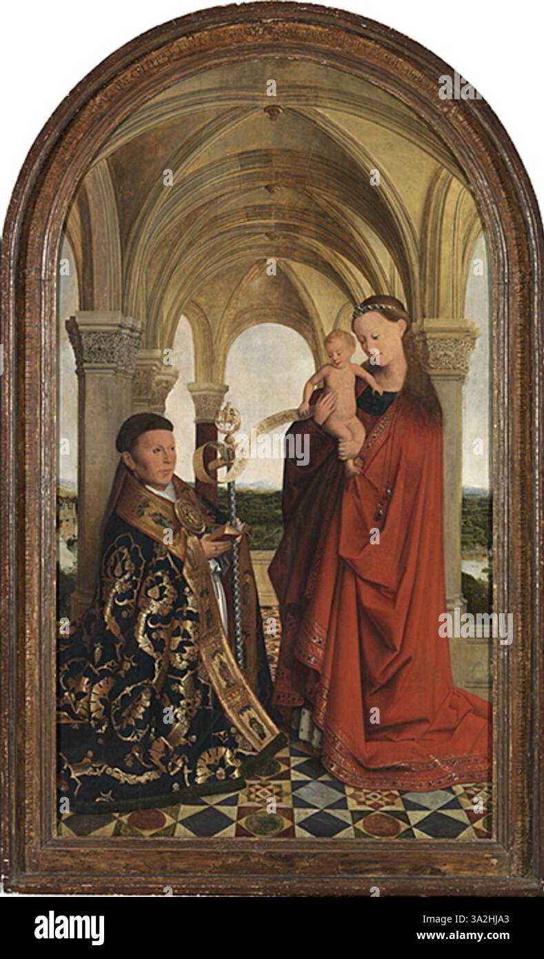 Dieses beschnittene Detail aus dem Ölgemälde von Jan van Eyck aus dem 17. Jahrhundert zeigt die ...