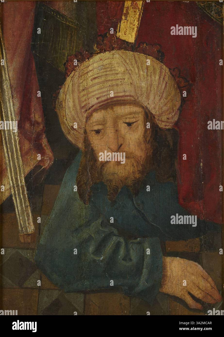 Dieses Fragment, das dem Meister der Virgo inter Virgines zugeschrieben wird, zeigt eine ...