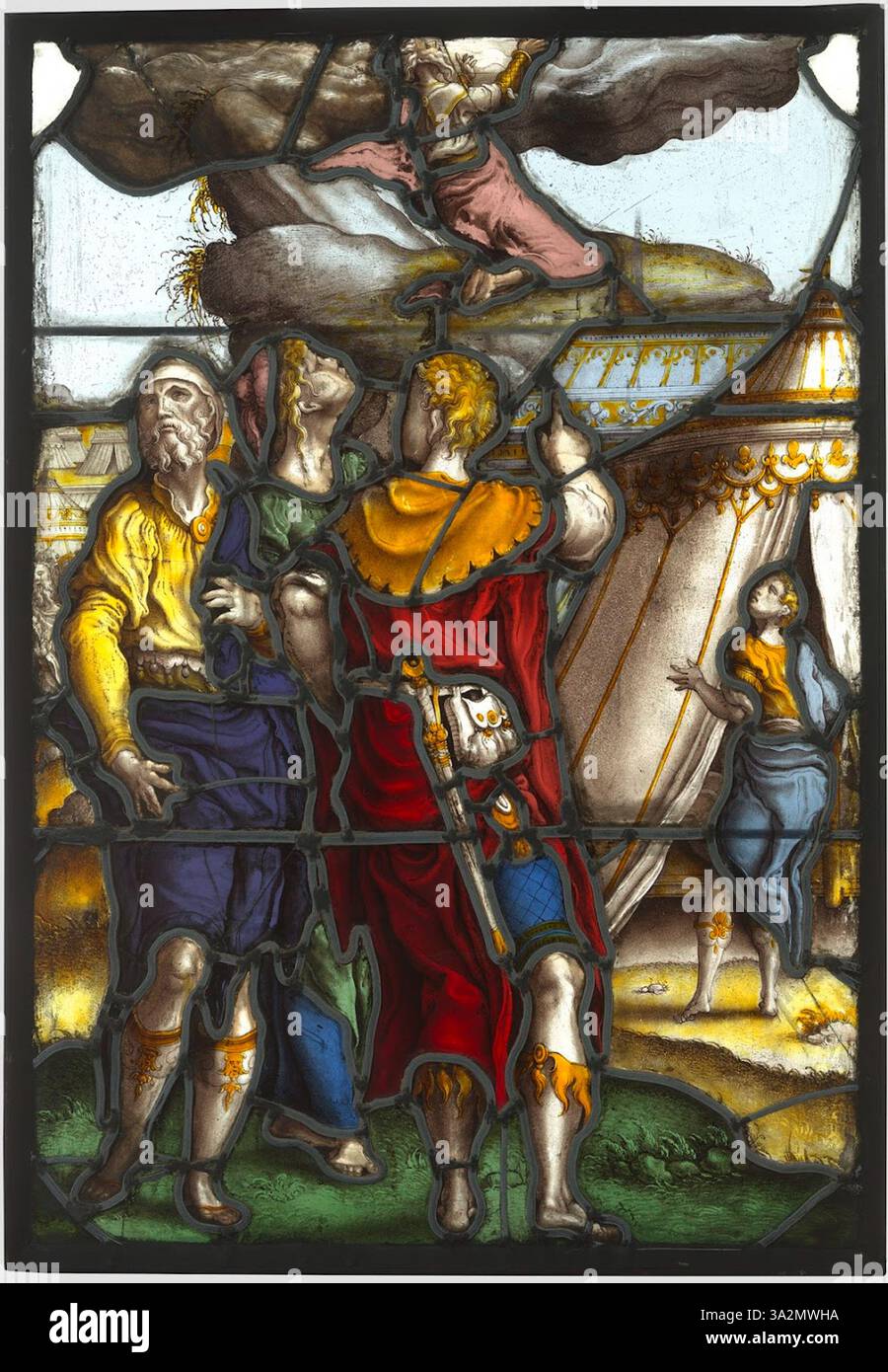 Pieter Coecke van Aelsts Darstellung von Moses auf dem Sinai zeigt die biblische Figur, die die ...