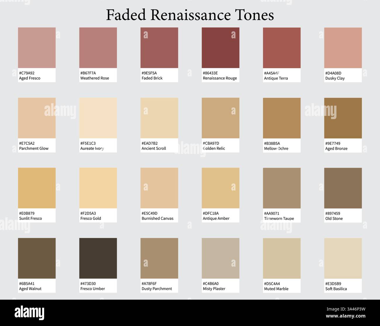 Farbpalette 24 Verblasste Renaissance - Gedämpft, Historisch, Helle ...