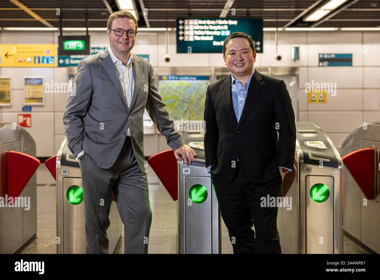SBS Transit's group chief executive Jeffrey Sim (right) and RATP Dev's Asia-Pacific chief ...