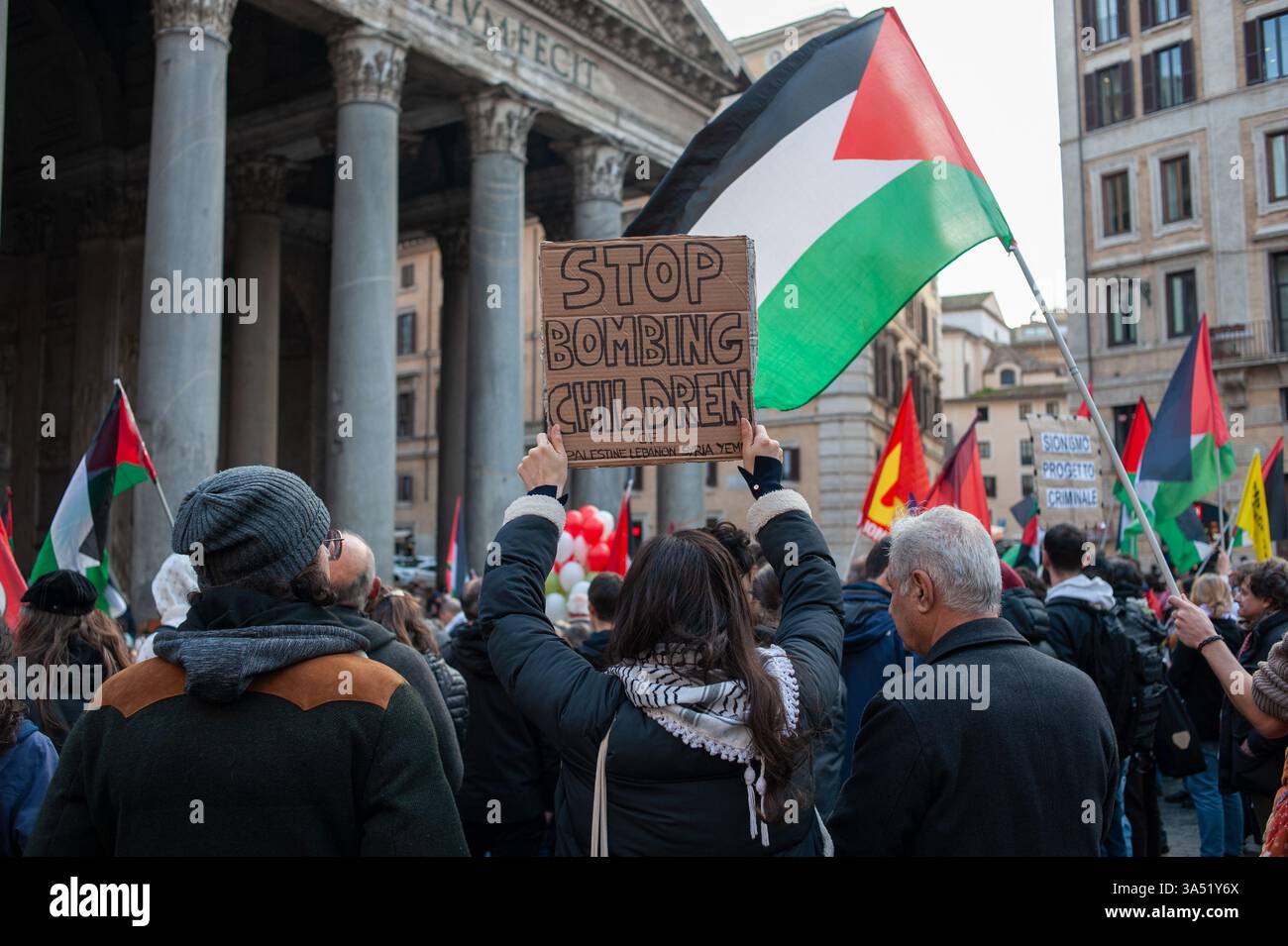 Rom, Italien 20. März 2025: 250320 Protest Sit-in for Free Palestine ...