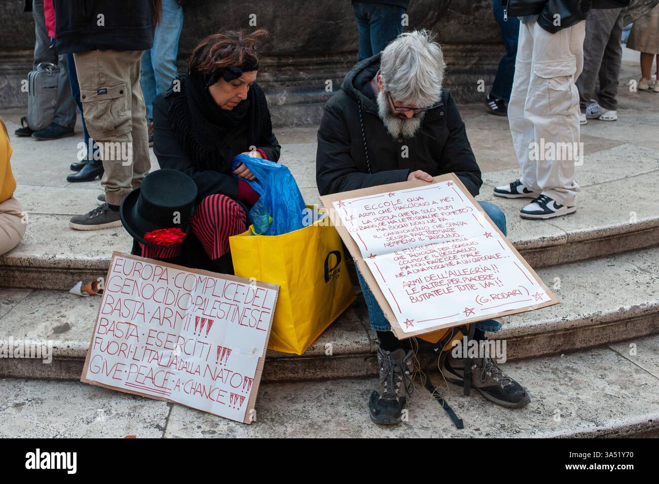 Rom, Italien 20. März 2025: 250320 Protest Sit-in for Free Palestine ...