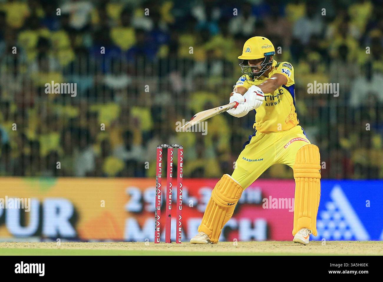 Chennai Super Kings' captain Ruturaj Gaikwad bats during the Indian Premier League cricket match ...