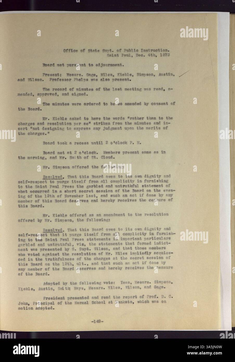 Die protokolle des minnesota state normal board dokumentieren die ...