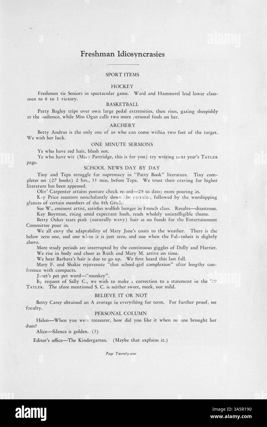 Die Ausgabe 1931 des Tatler Jahrbuchs vom Northrop Collegiate beleuchtet das akademische und ...