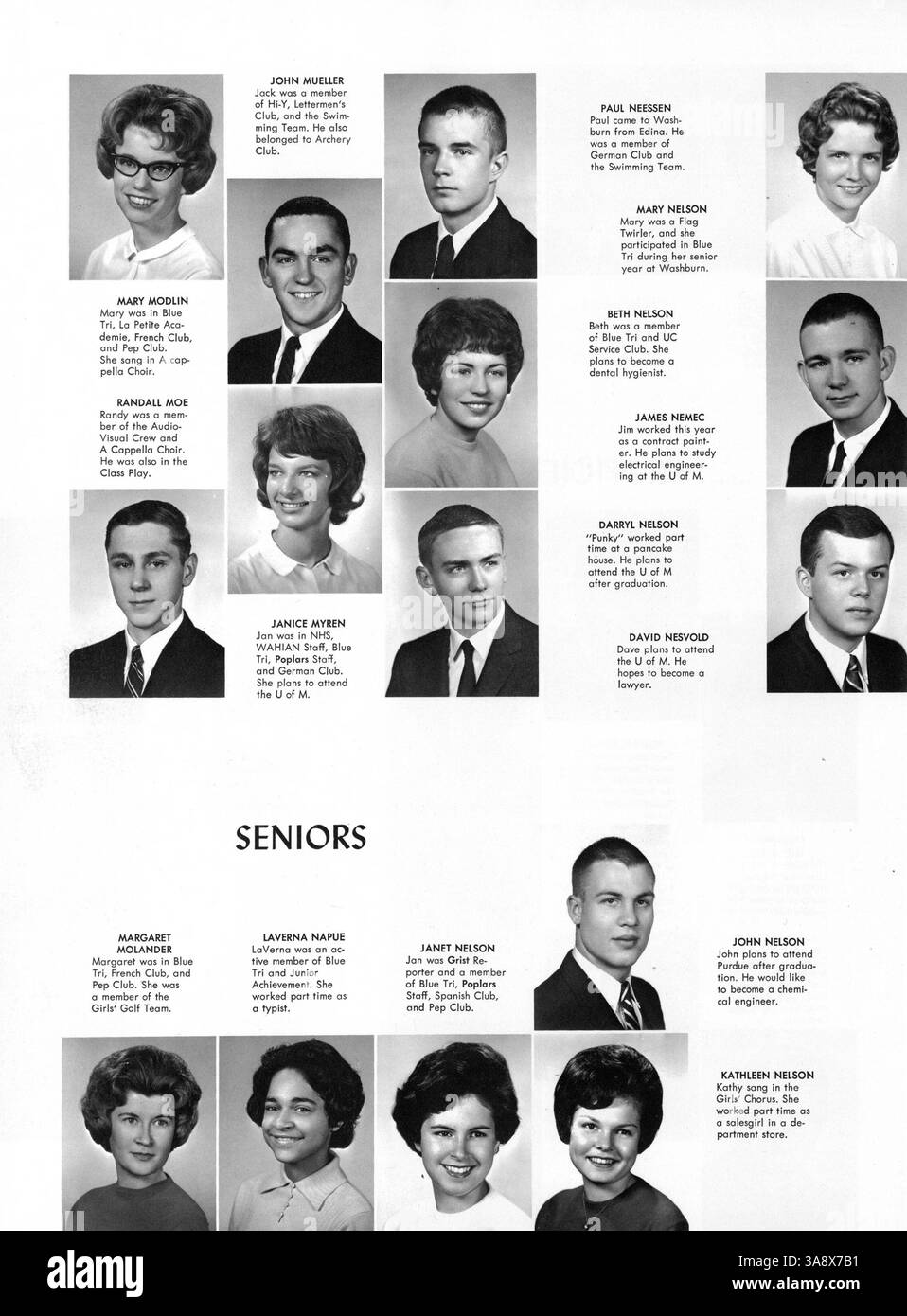 Dieses Jahrbuch „Wahian“ von der Washburn High School 1963 zeigt Schüler, Vereine ...