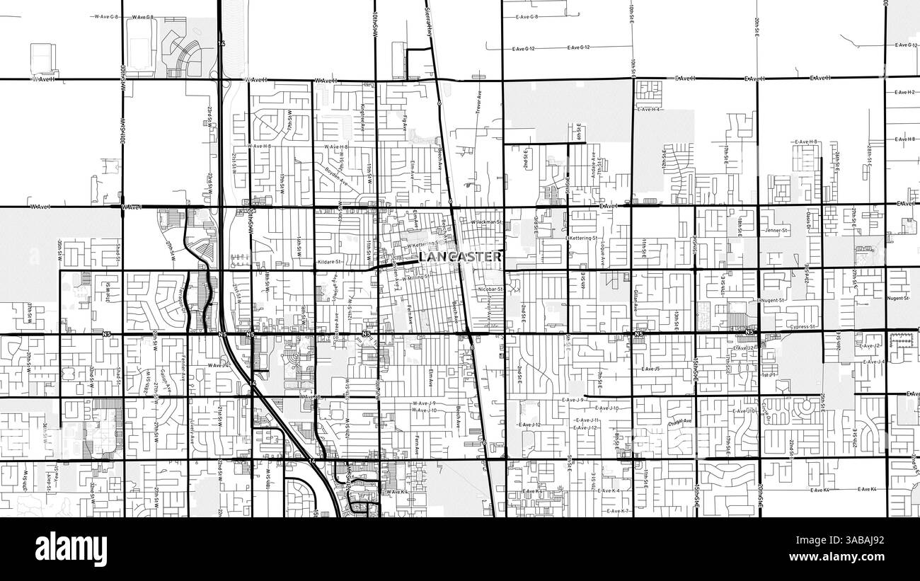 Minimalistische Lancaster Street Map mit Labels und Stadtvierteln mit ...