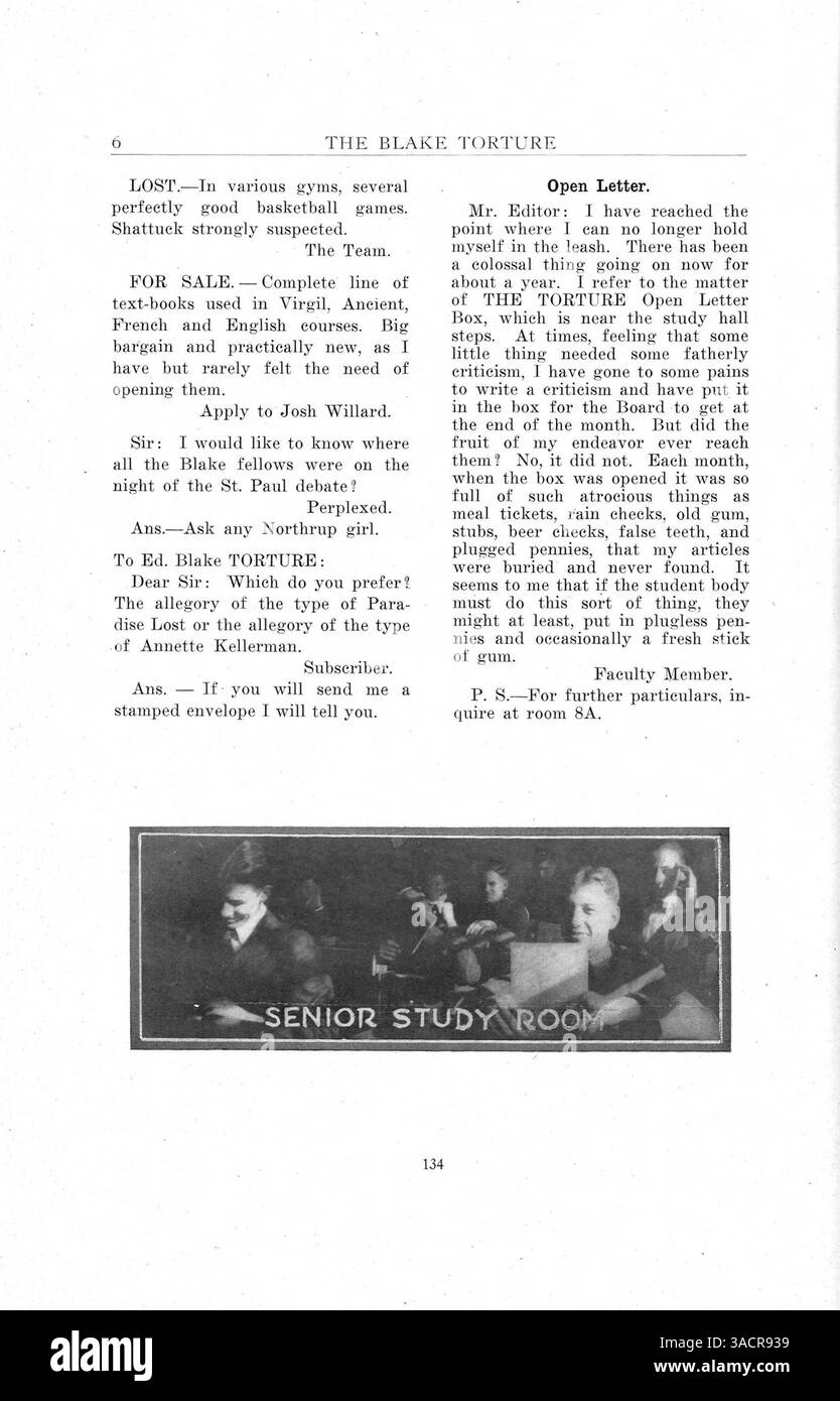 Das Jahrbuch „The Callopan“ der Blake High School 1919 enthält Porträts von Schülern und ...