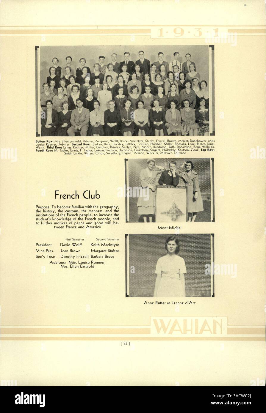 Das Wahian Jahrbuch 1931 beleuchtet die akademischen und sozialen Ereignisse des Schuljahres an ...