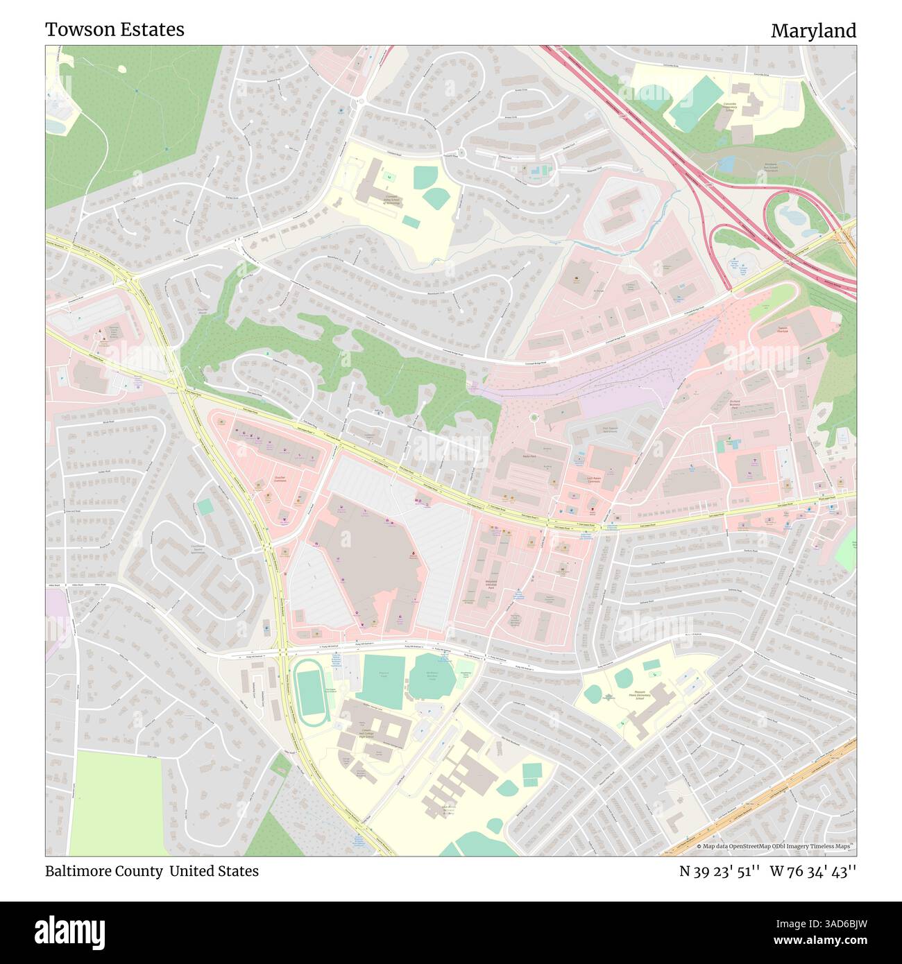 Towson Estates, Baltimore County, Vereinigte Staaten, Maryland, N 39 23 ...