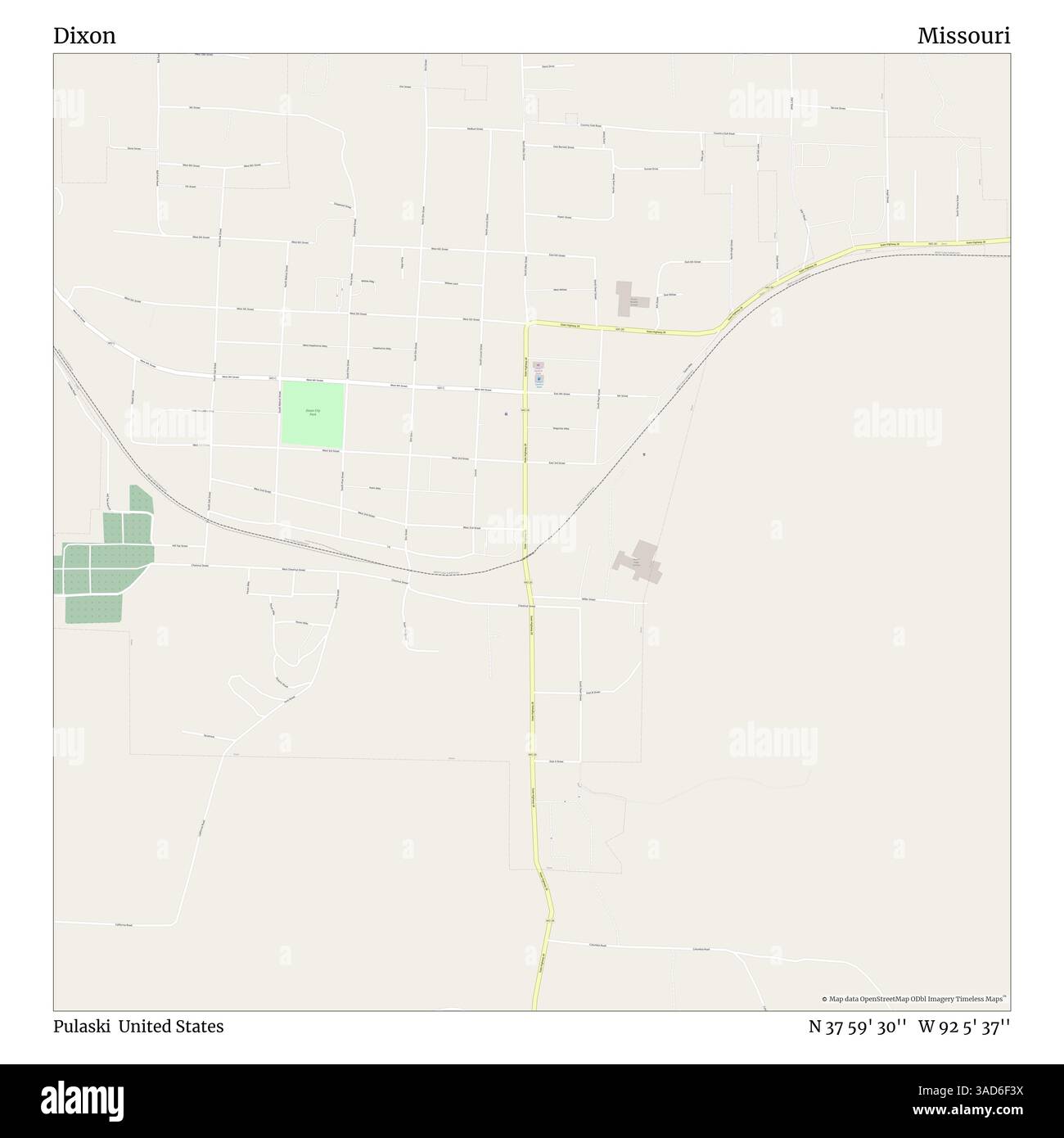 Dixon, Pulaski, USA, Missouri, N 37 59' 30'', W 92 5' 37''', Karte ...