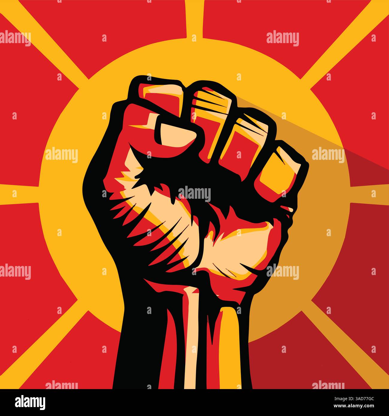 Revolution Hand mit geballter Faust, Retro-Vintage-Poster im Stil der ...