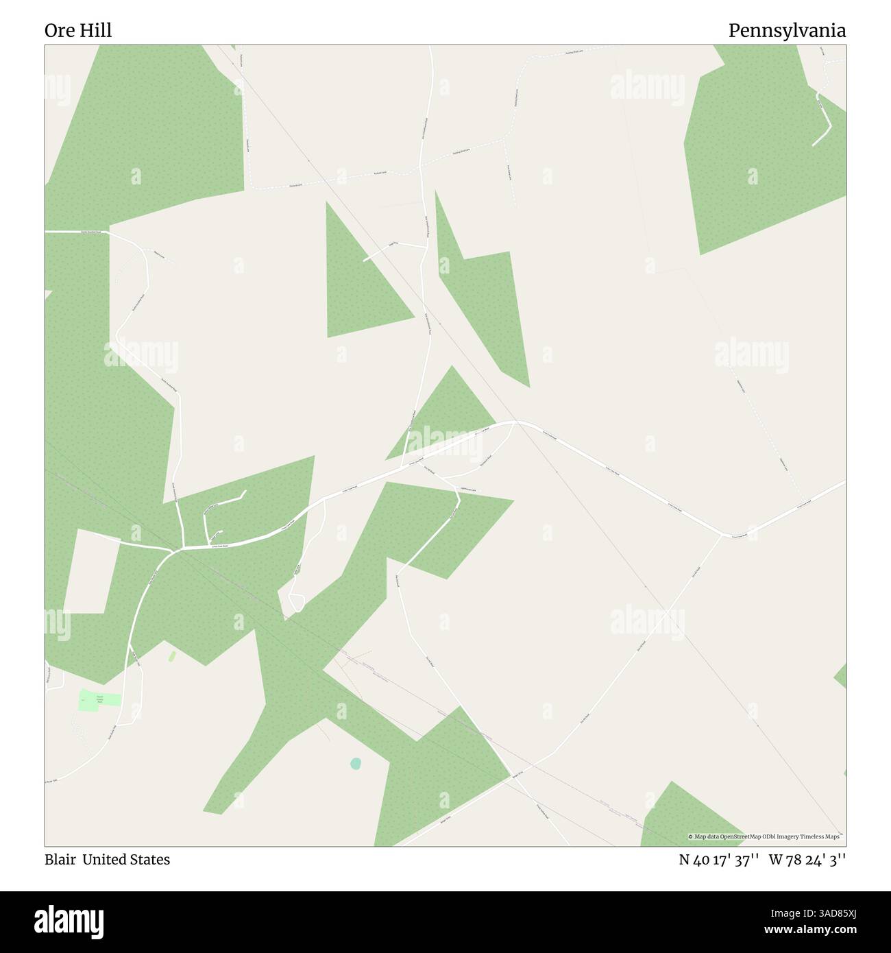 Ore Hill, Blair, USA, Pennsylvania, N 40 17' 37'', W 78 24' 3'', Karte ...