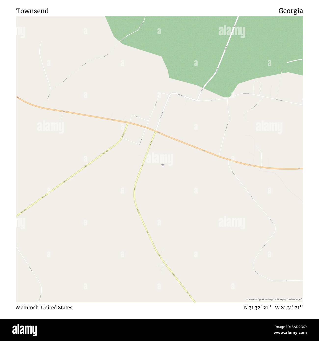 Townsend, McIntosh, USA, Georgia, N 31 32' 21'', W 81 31' 21'', Karte, zeitlose Karte ...