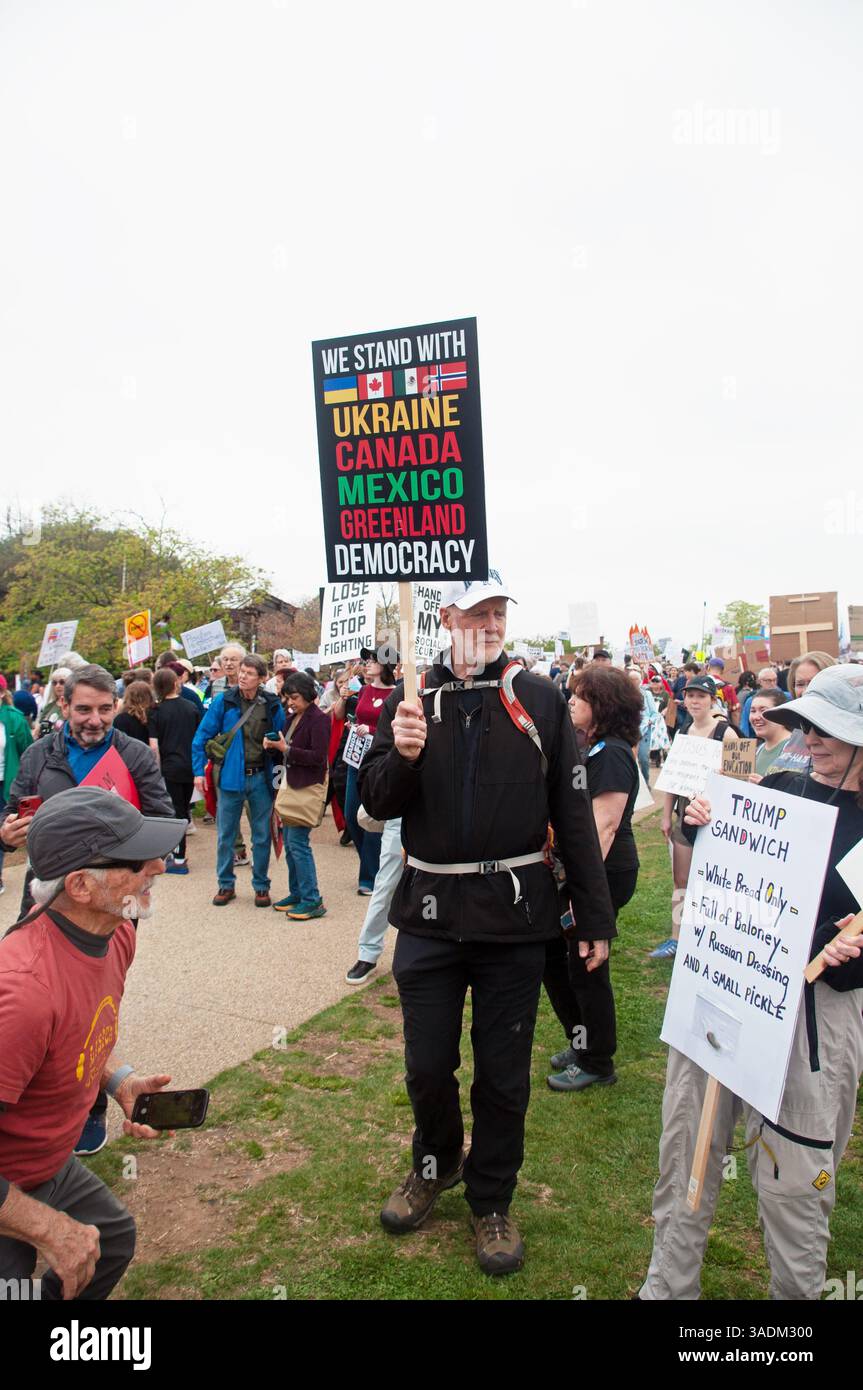 Washington DC, USA. April 2025. Hands Off Protest Washington DC ...